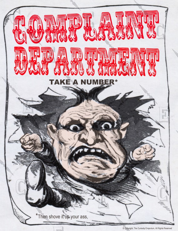 Complaint Department Take A Number Laminated Art Sign Perfect | Etsy