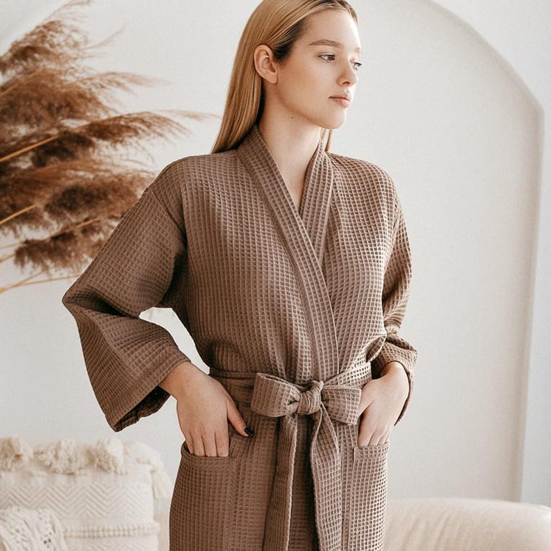Cotton Waffle Robe, Waffle Dressing Gown, Cotton Waffle Bathrobe, Men's ...