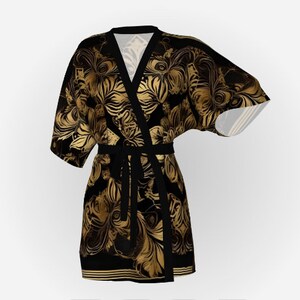 Silk Kimono Robe, Gold Kimono Robe, Gold Silk Satin Kimono Robe, Women ...