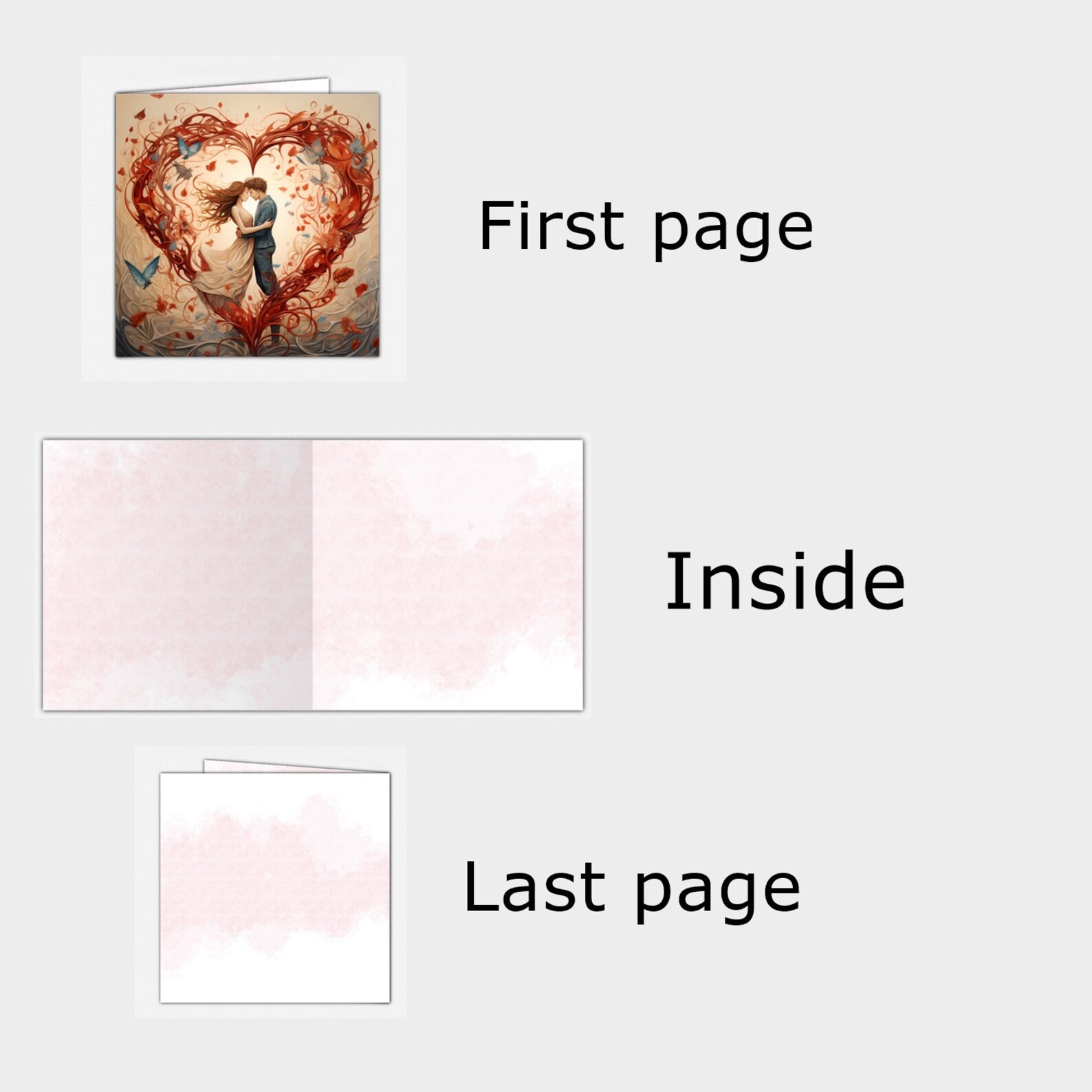 Red Heart Love Cards, Valentine Love Note Cards, Valentine's Day Cards ...