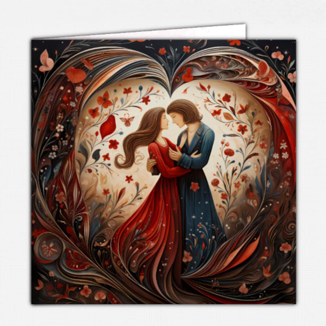 Romantic Couple Anniversary Card, I Love You Card Message, Custom Text ...