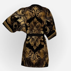 Silk Kimono Robe, Gold Kimono Robe, Gold Silk Satin Kimono Robe, Women ...