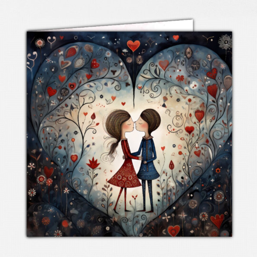 Small Heart Greetings Card, Love Card, Love Art Card, Original Love ...