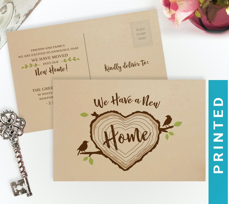 PRINTED New Home Announcement Card Moving Postcards With - Etsy