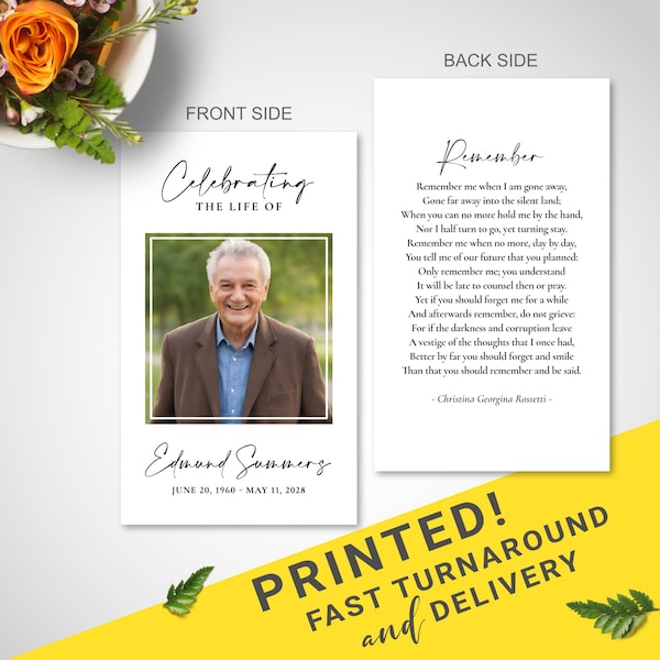 Personalized Funeral Memorial Cards - Etsy