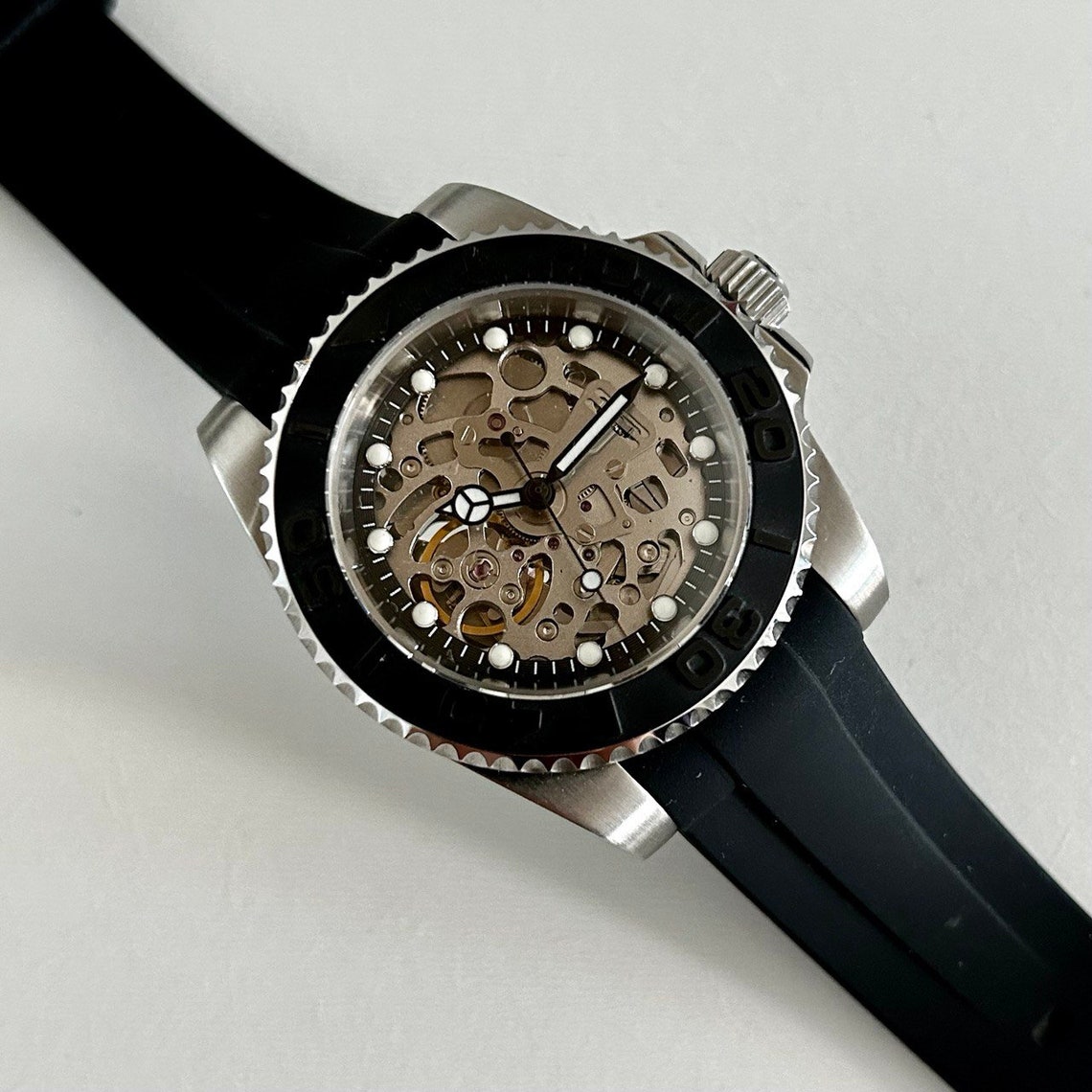 Mens Automatic Seiko Skeleton Mod Custom Watch, Dive-ready, Sapphire ...