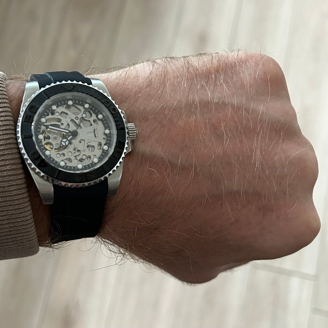 Mens Automatic Seiko Skeleton Mod Custom Watch, Dive-ready, Sapphire ...