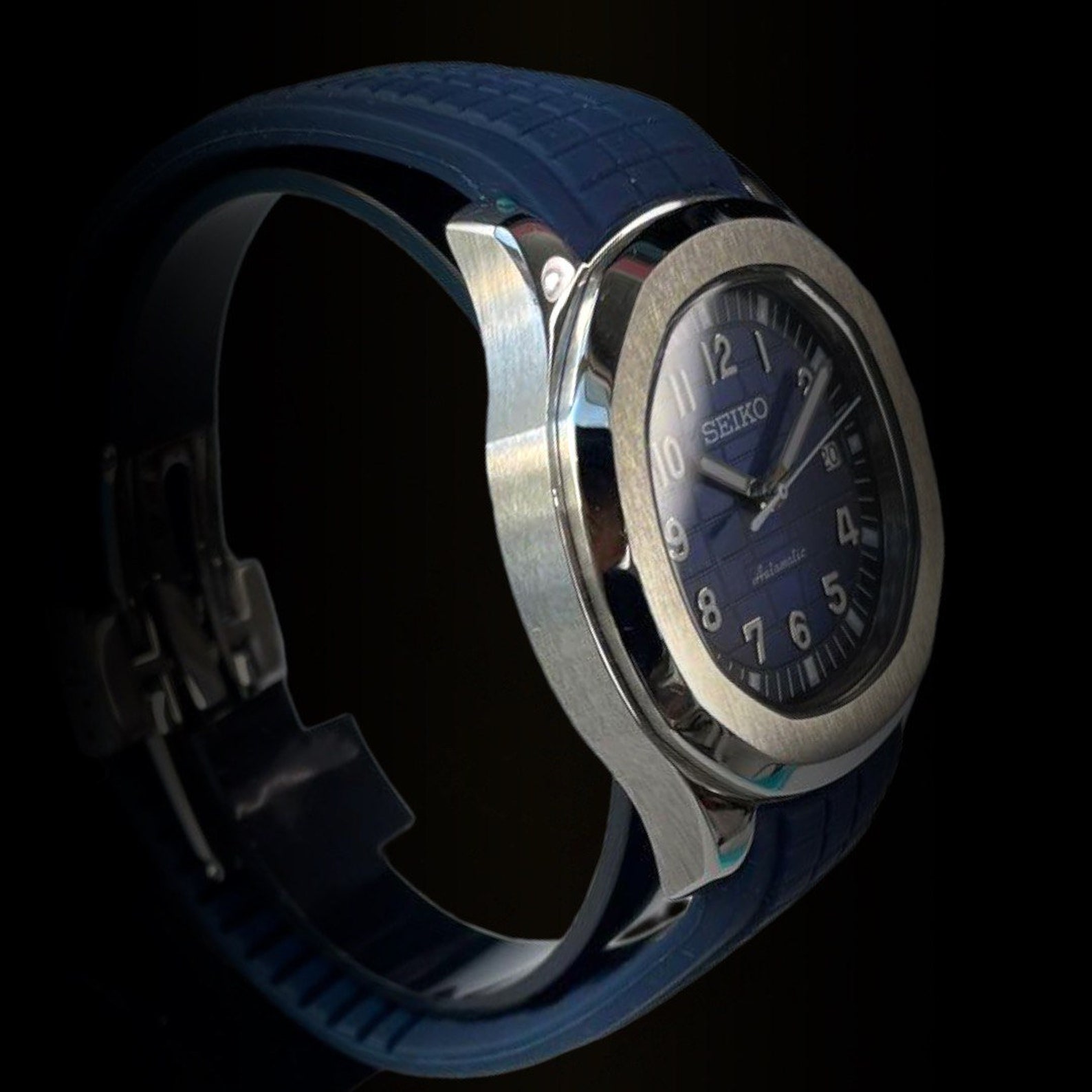 Seiko Black Aquanaut Mod Custom Watch Automatic NH35 Rubber - Etsy