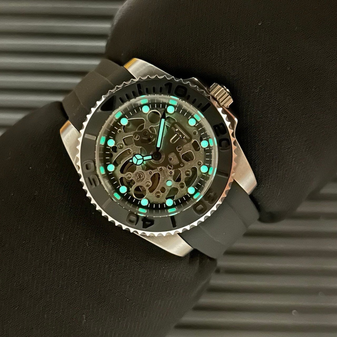 Custom Skeleton Watch, Seiko Skeleton Mod Nh70 Automatic Watch Movement ...