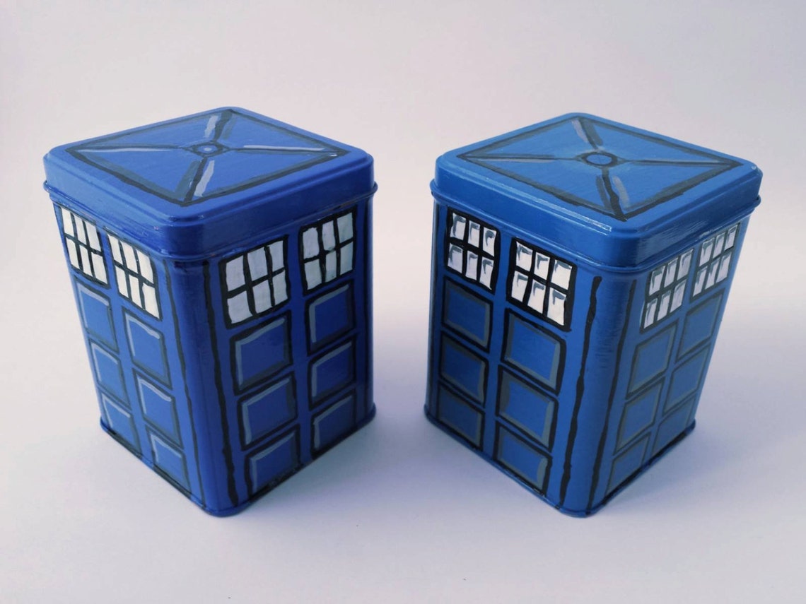 T.A.R.D.I.S - Hand Painted Upcycled Tea Tin - Etsy