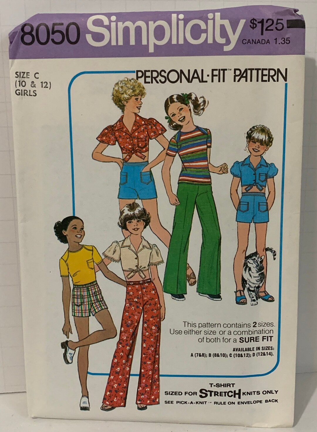 Vintage 1970s Simplicity 8050 Girls Pants or Shirts, Tee Shirts and ...