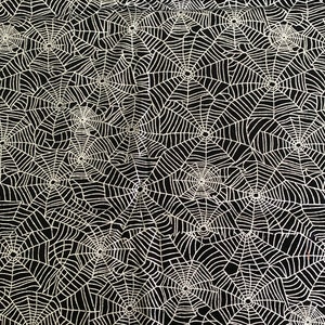 Halloween Fabric Cotton Spider Webs Silver on Black by the Yard - Etsy