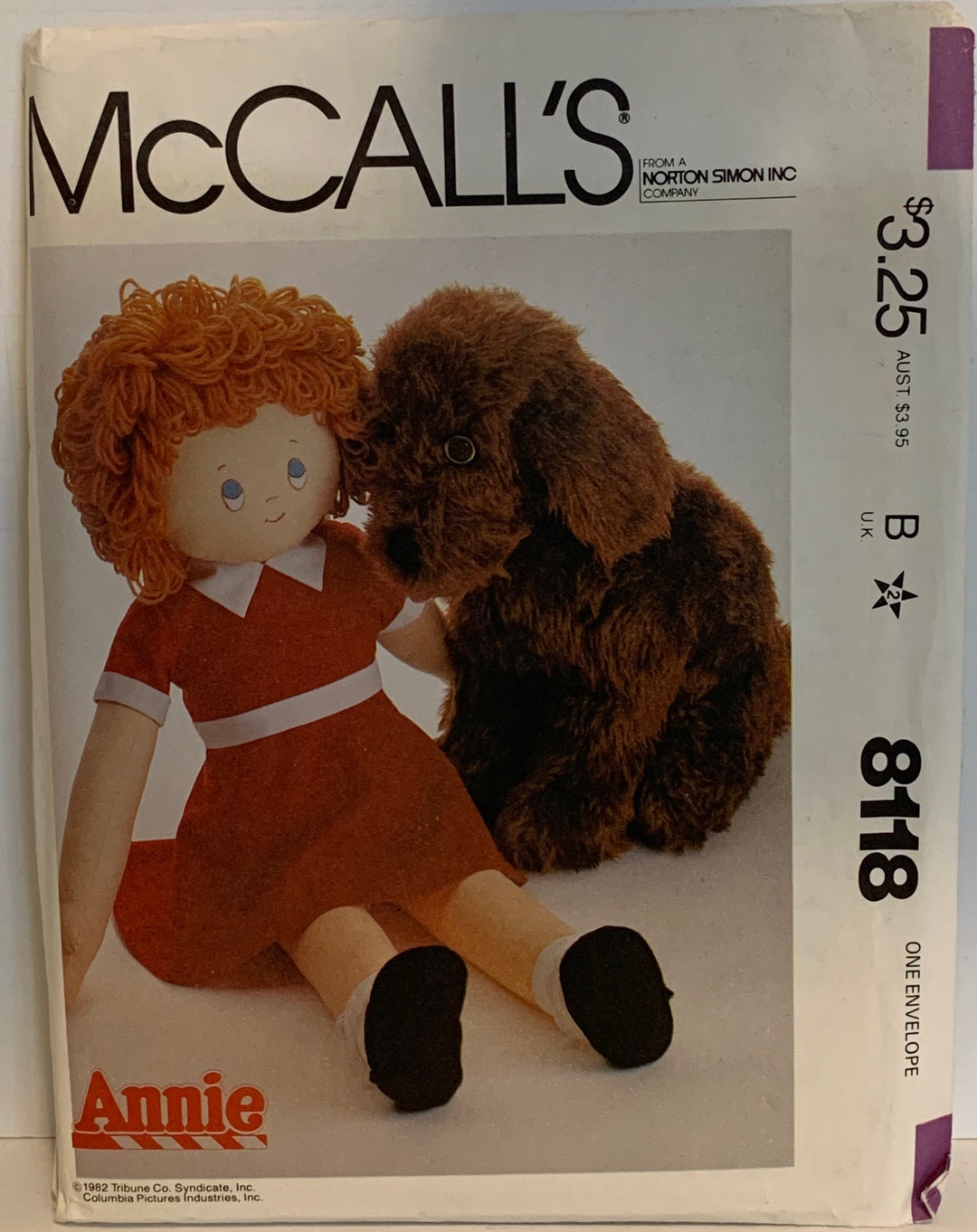 Mccalls 8118 Little Orphan Annie Doll and Dog Sandy Sewing Pattern With ...