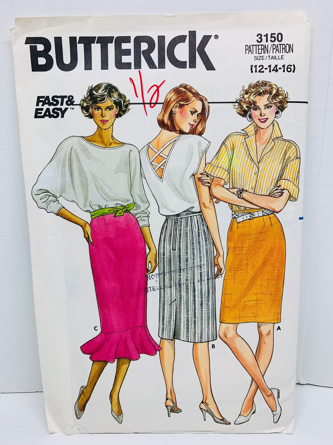 Misses Skirts Sewing Pattern Straight or Flounced Hem Butterick 3150 ...