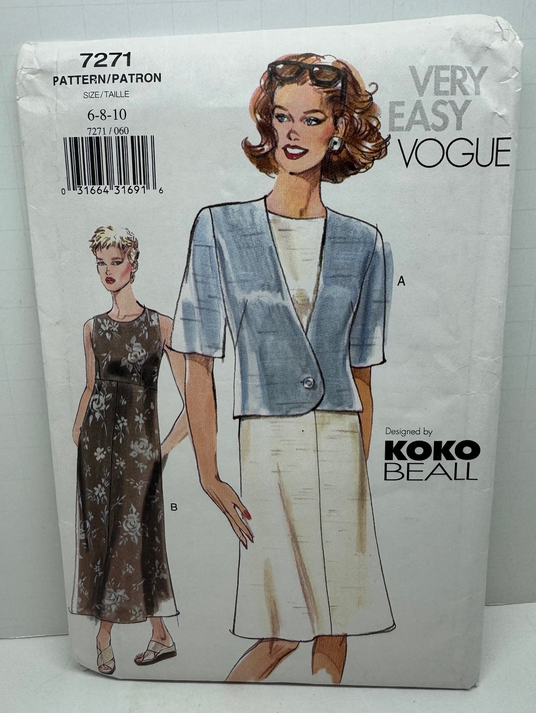 Very Easy Vogue 7271 Misses Shell Dress With Short Jacket by Koko Beall ...