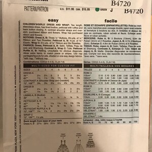 Butterick 4720 Toddlers Girls Formal Dress Sewing Pattern Size 2 3 4 5 ...