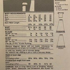 Butterick 3655 Vintage 1970s off Shoulder Neckline Peasant Blouse and Long Skirt Maxiskirt ...