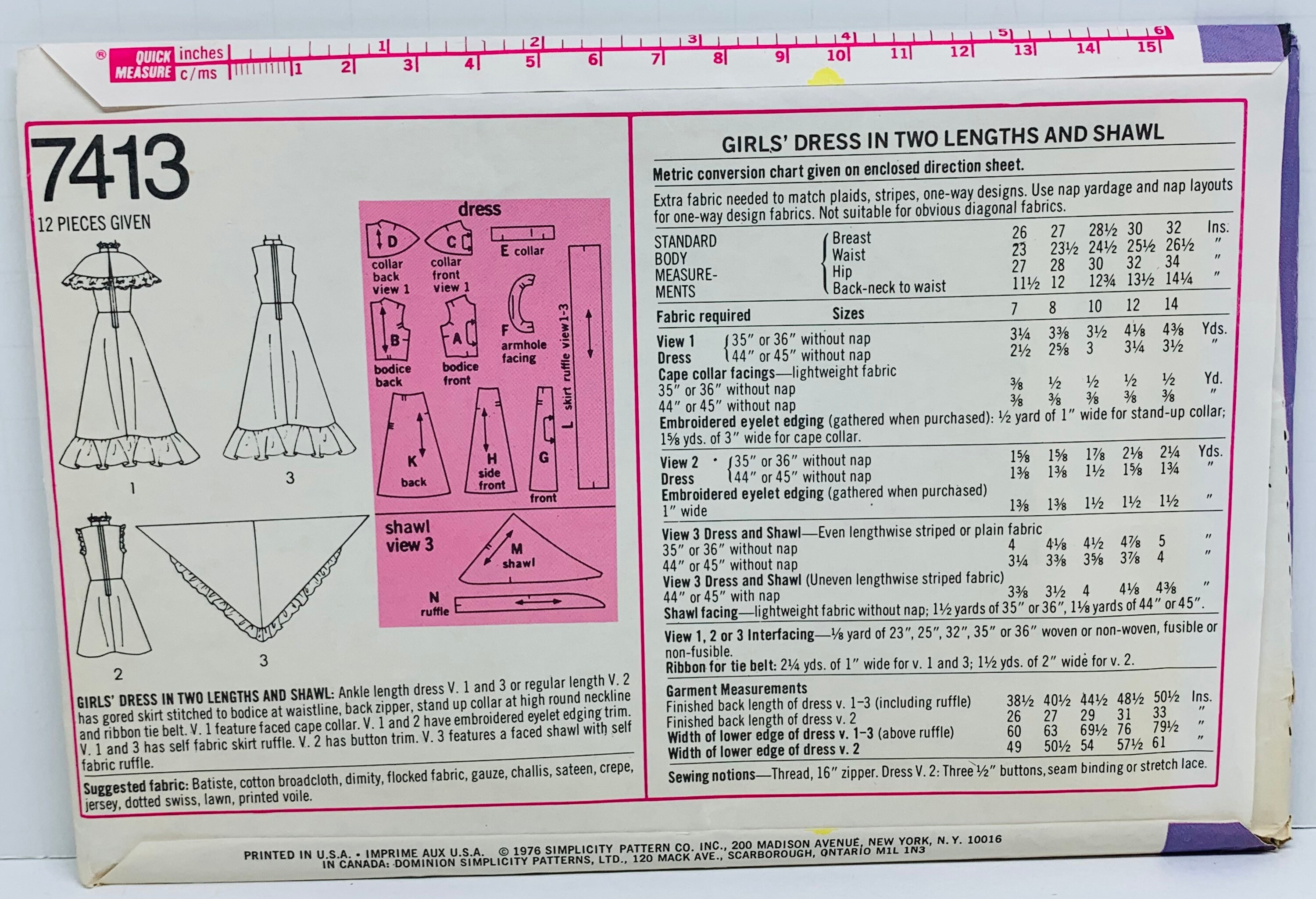 Girl’s Cottagecore Dress With Shawl or Capelet Sewing Pattern ...