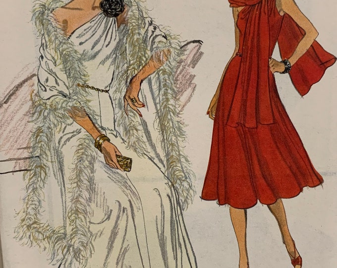 Vintage Vogue 9347 Sewing Pattern 1980s Misses Evening Dress and Stole ...