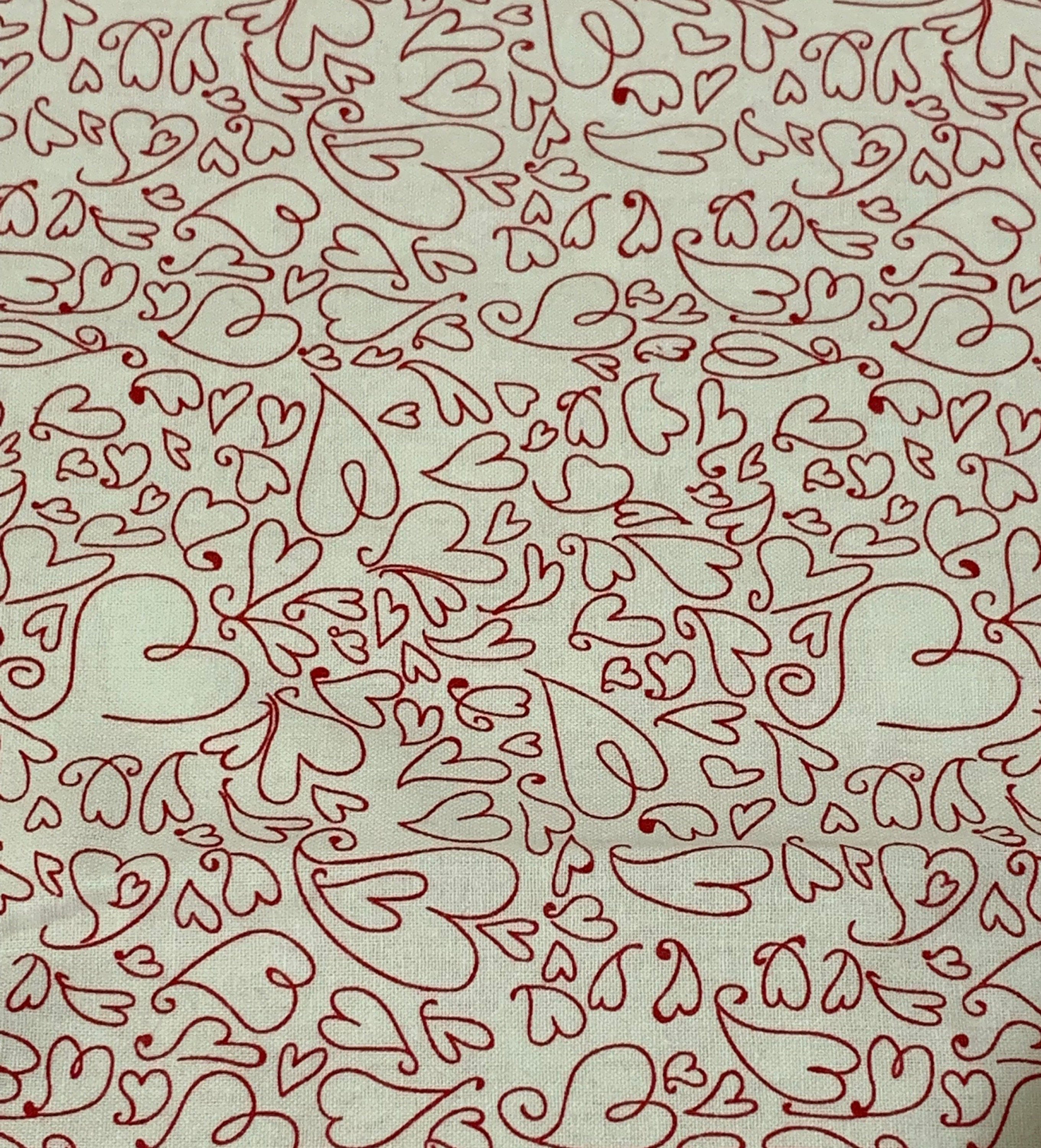 Whimsical Red Hearts Cotton Fabric White Background - Etsy