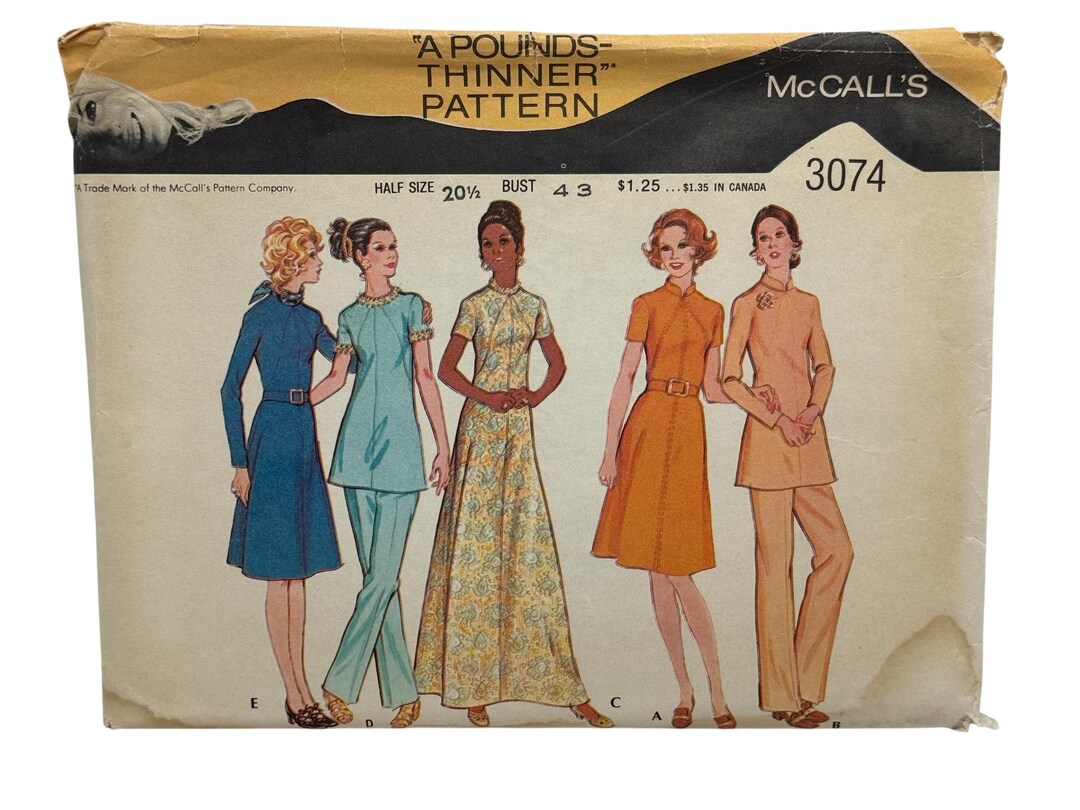 Vintage 70s Half Size Dress Sewing Pattern: Mccall's 3074 Uncut - Etsy