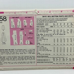 Boy’s Vest and Bell Bottom Pants Sewing Pattern Simplicity 5189 or 8558 ...