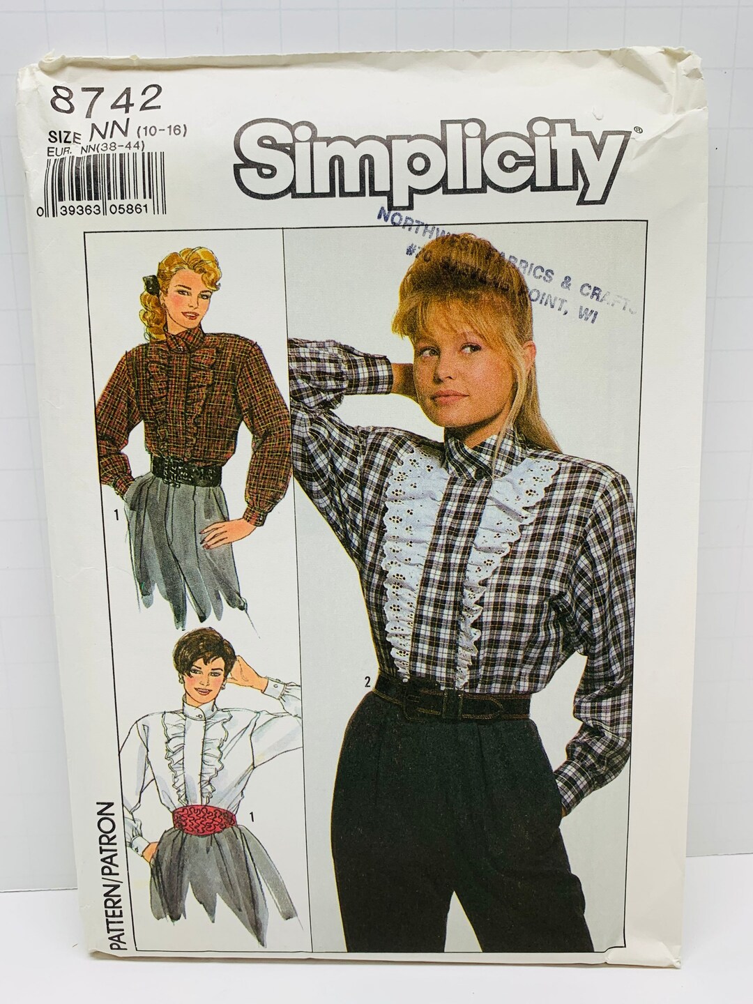 Vintage Simplicity 8742 Misses Tops Button Front Blouses High Collar ...