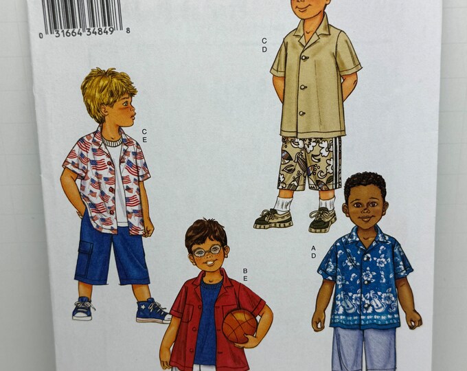 Butterick 3475 Toddler and Boy’s Button Front Shirt and Shorts Sewing ...