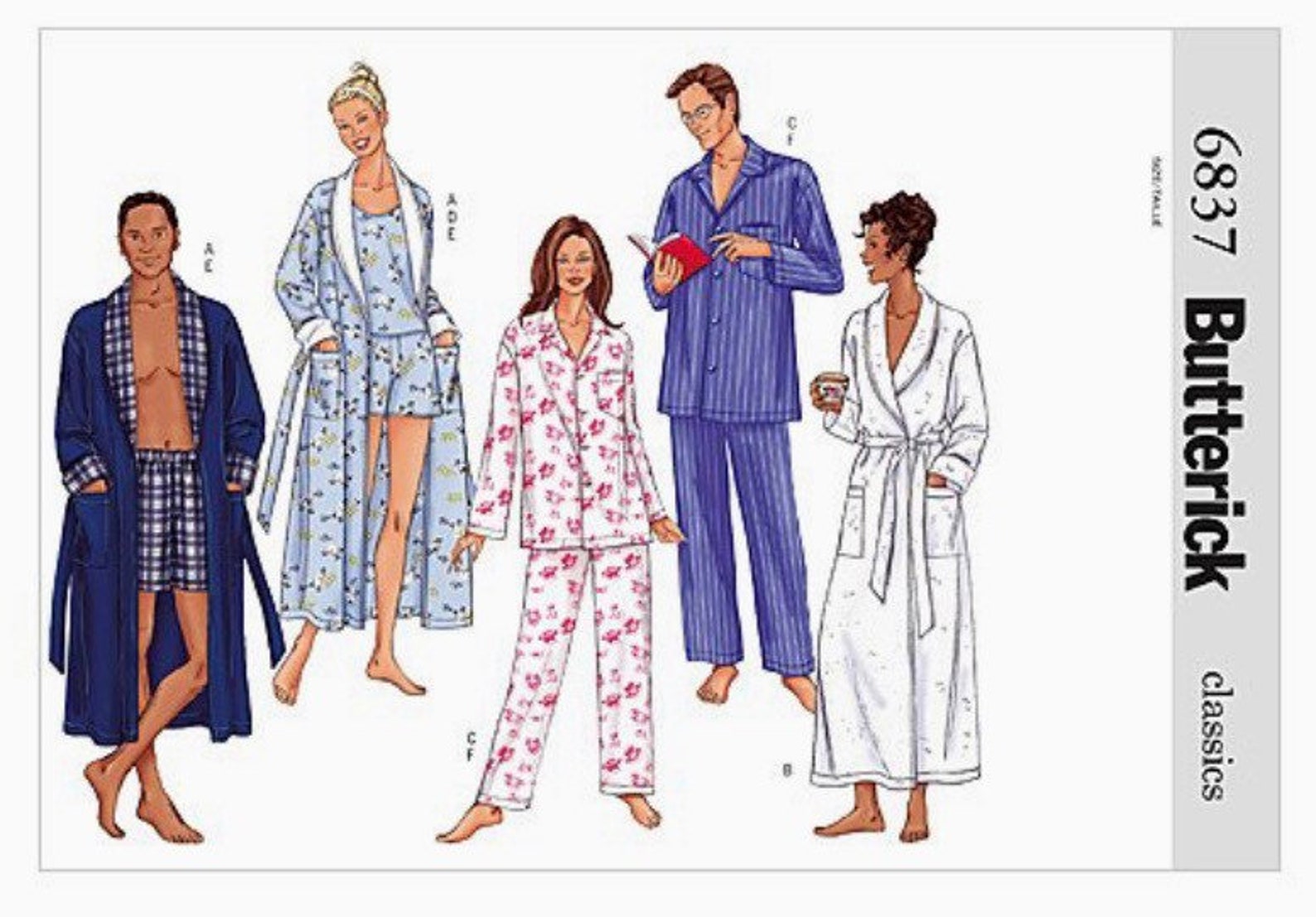 Easy Butterick 6837 Mens and Womens Bathrobe Robe Pajama Top - Etsy