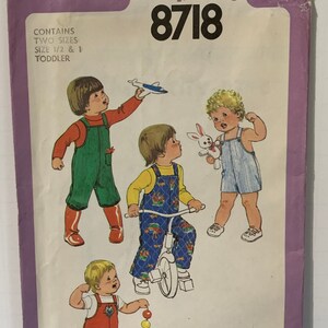 Vintage 70s Simplicity 8718 Toddlers Boys Girls Overalls With ...