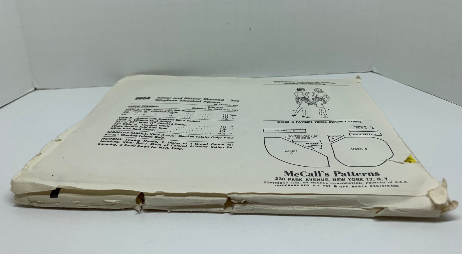 UNCUT 1960s Mccalls 6664 Misses Checked Gingham Apron Craft - Etsy