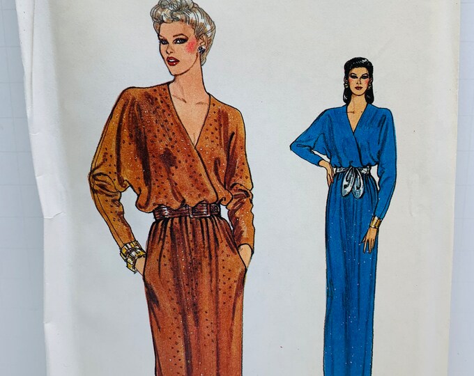 Vintage 70s Very EASY Front Wrap Bodice Dress Sewing Pattern Vogue 7539 ...