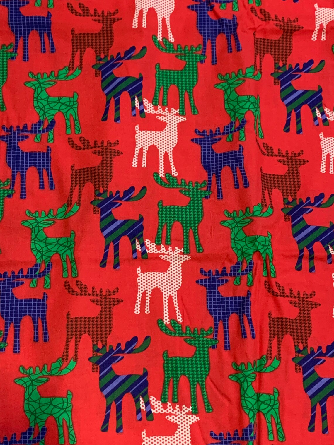 Red Cotton Christmas Fabric Deer Patterns 38973 Creative Springs Red ...