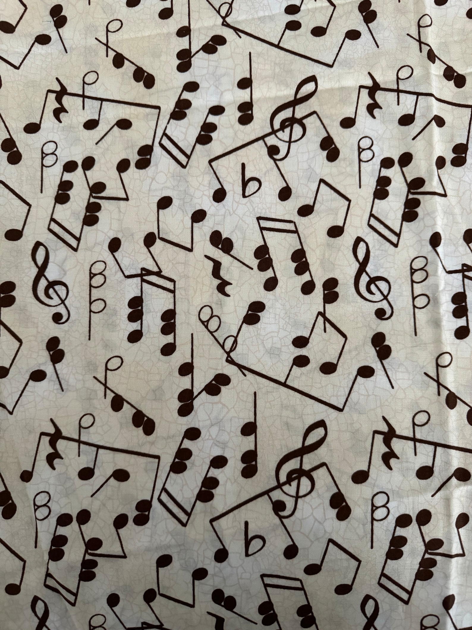 Musical Notes and Clefs Cotton Fabric Music Lover Brown on Beige Black ...