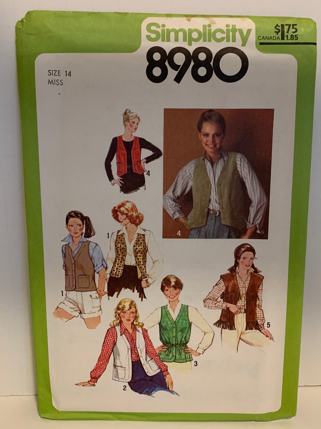 Misses Vests Sewing Pattern Simplicity 8980 Vintage 1970s Length Hem ...