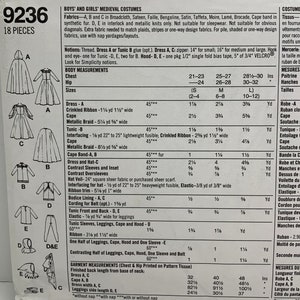 Boys and Girls Medieval Renaissance Historical Costumes Sewing Pattern ...