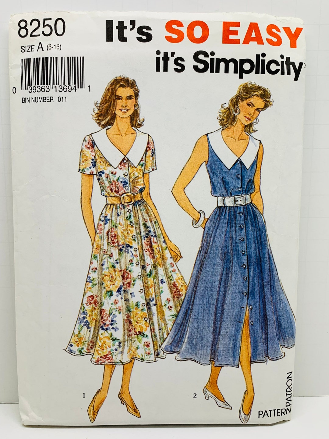 Easy to Sew Simplicity 8250 Misses Fit and Flare Dress With Collar ...