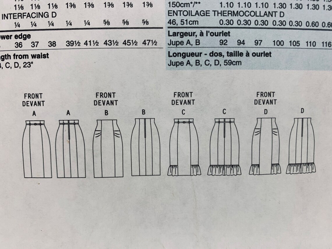 Misses Straight Skirts With Side Pleats or Ruffle Flounce Hem Sewing ...