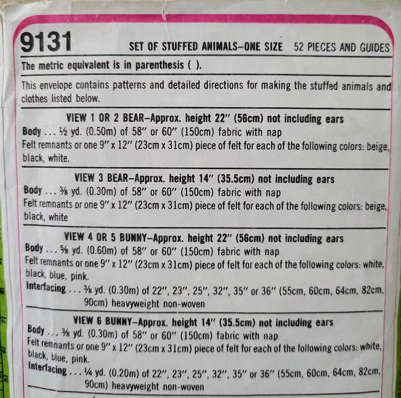 Vintage 1970s Simplicity 9131 Set of Stuffed Animals Teddy - Etsy