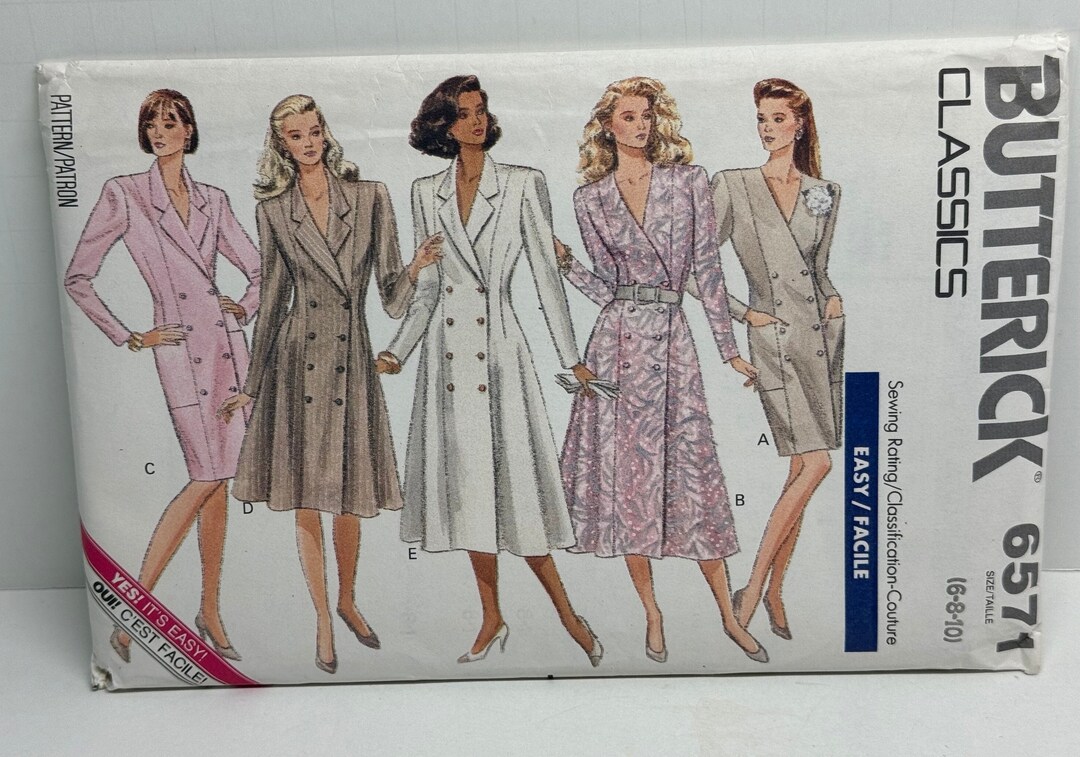 Butterick 6571 Front Button Coat Dress With Straight or Flared Skirt ...