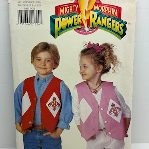 Butterick 4064 Power Rangers Mighty Morphin Vest Costume Jason Red ...