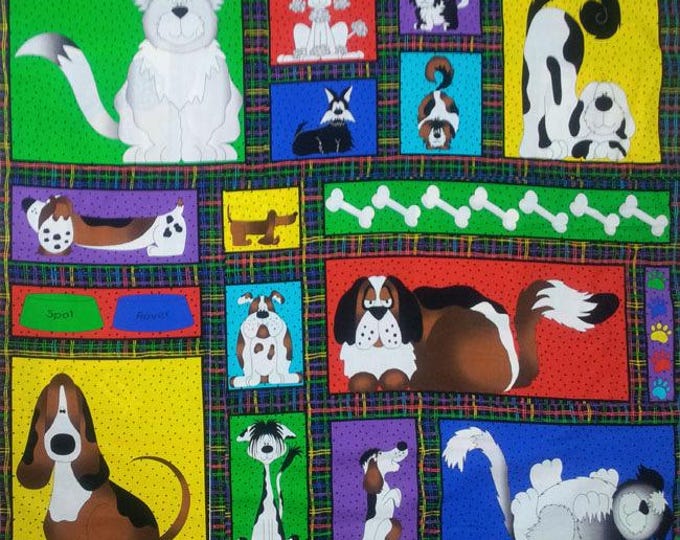 Pound Hounds Dog Fabric Panel Sue Marsh 2011 RJR Fabrics QSQ Dogs ...