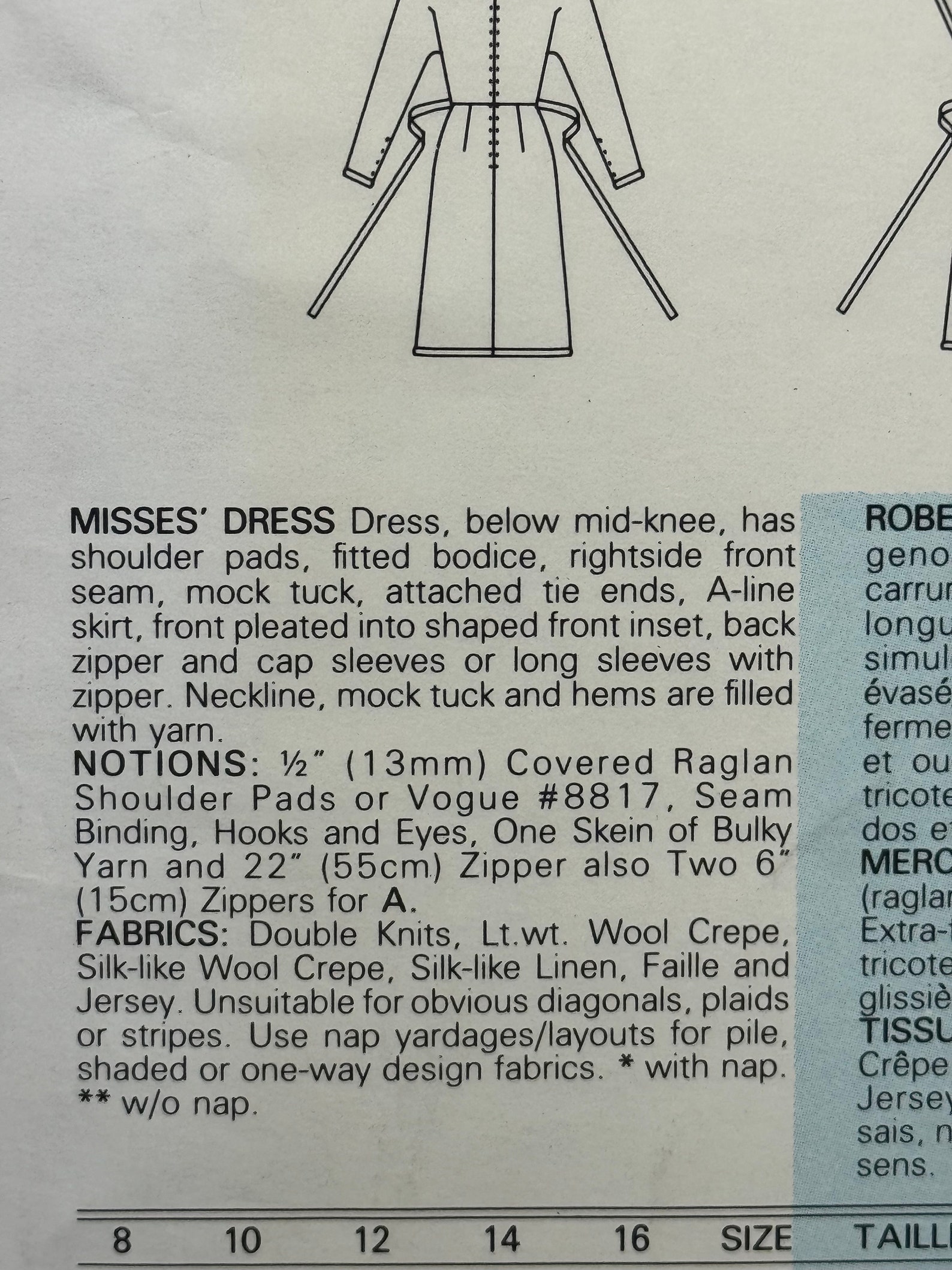 Vogue 1750 American Designer Geoffrey Beene Misses Mock Wrap Dress With ...