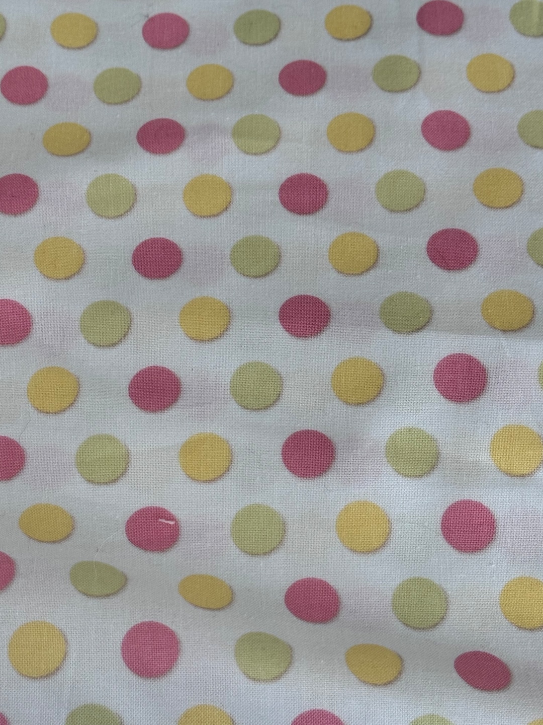 Polka Dot Fabric QSQ Cotton Henry Glass You Whoo Pink Green Yellow Dots ...