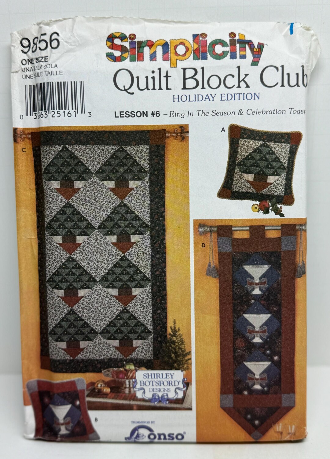 Simplicity 9856 Quilt Block Club #6 Holiday Edition Sewing Pattern Booklet by Shirley Botsford ...