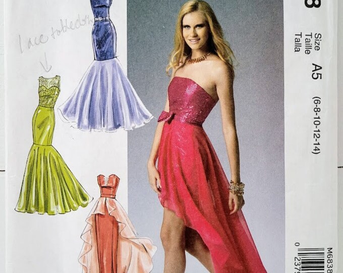 Mccall's 6838 Misses Formal Strapless Dresses and Belt Prom Wedding ...