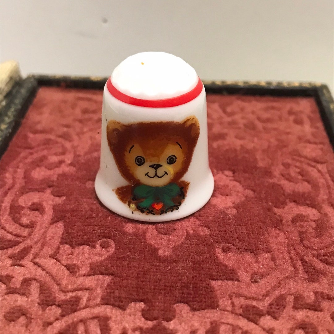 Vintage Reutter Porcelain Christmas Thimble With Teddy Bear Made in ...