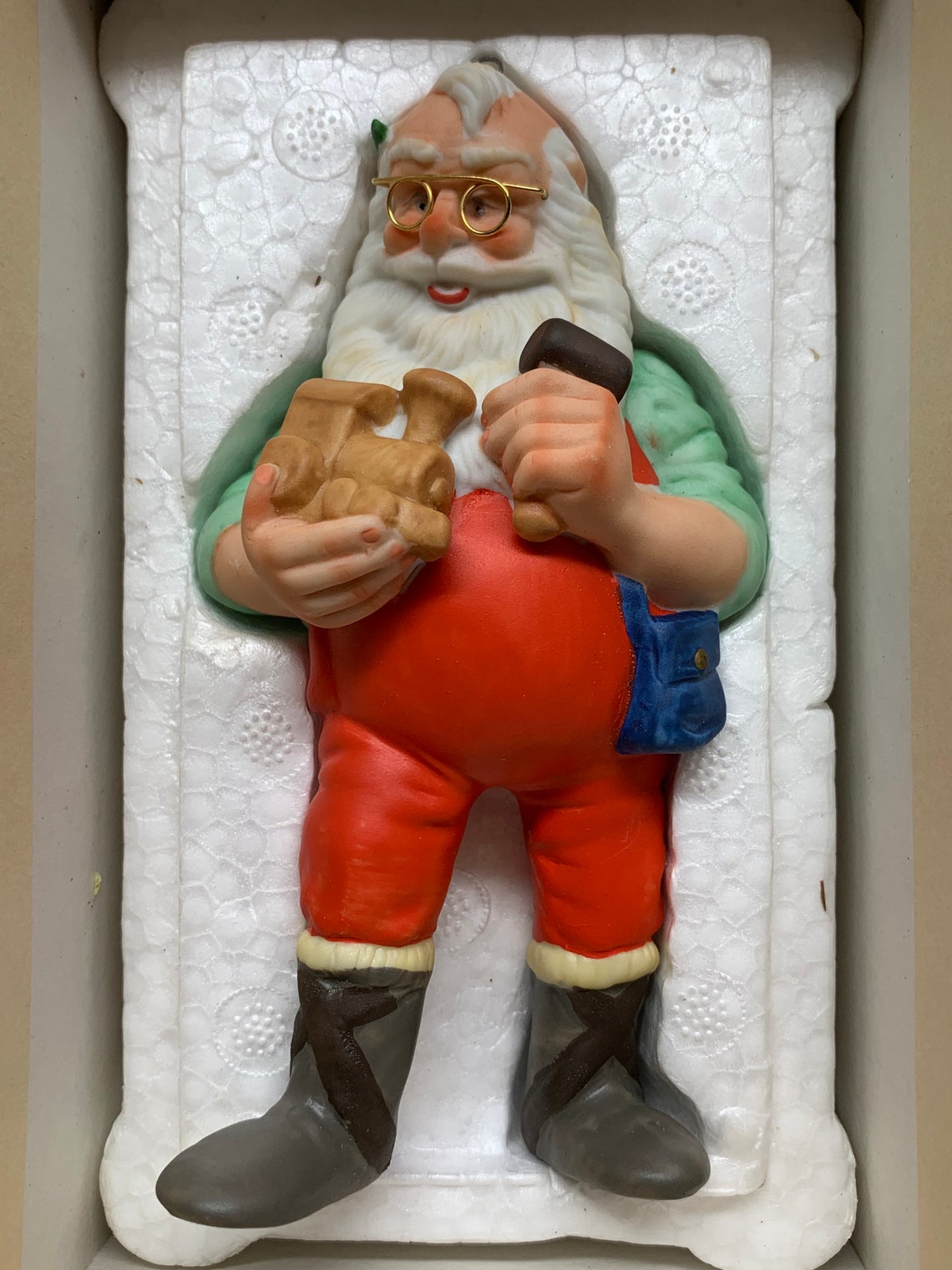 Vintage Hallmark Porcelain Santa With Train Christmas Ornament - Etsy