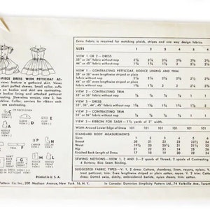 Simplicity 1501 1950s Girls Party Dress & Petticoat Sewing Pattern Full ...