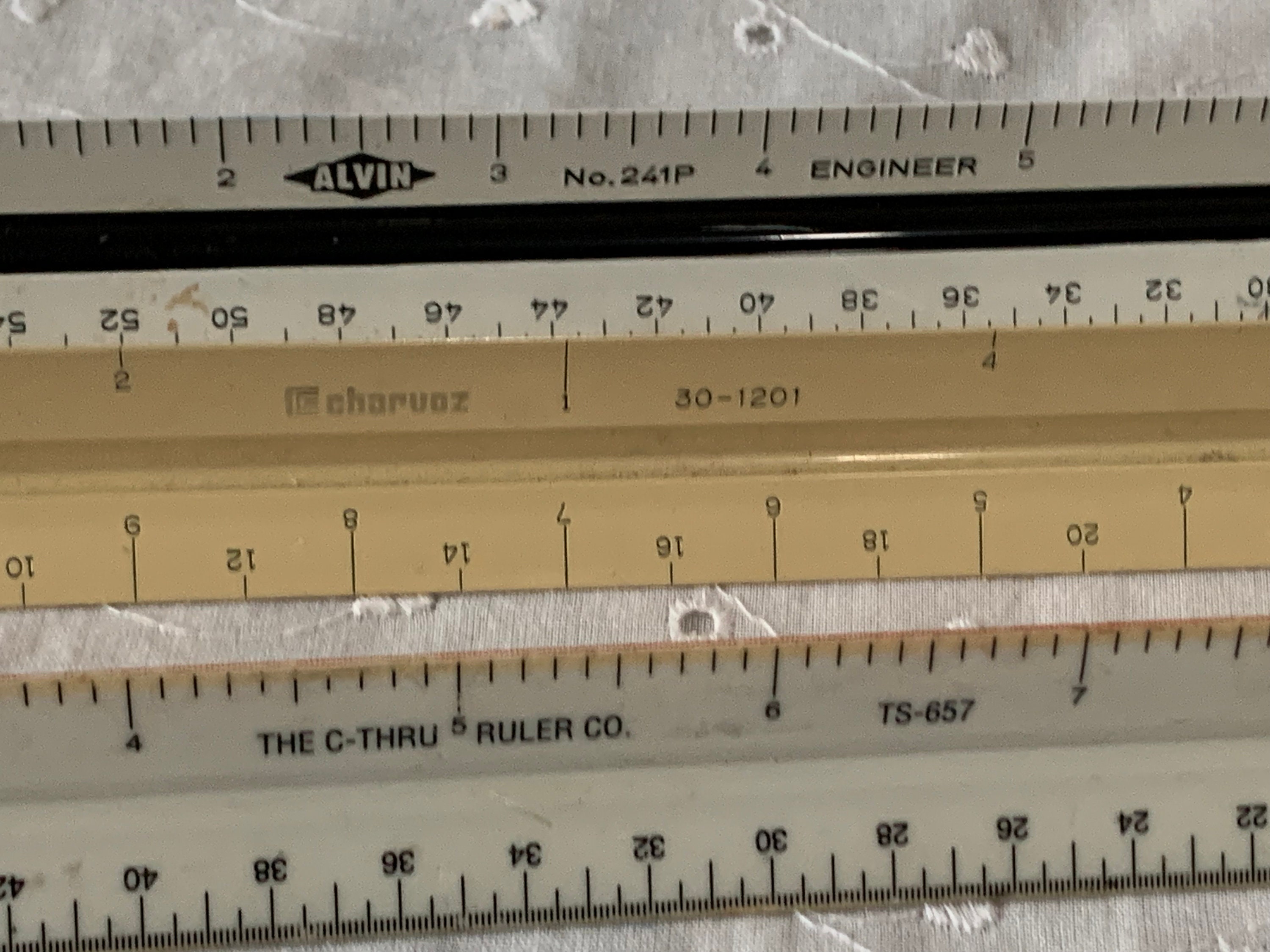Lot of 3 Vintage Drafting Engineer’s Triangular Rulers Ruler Charvoz ...